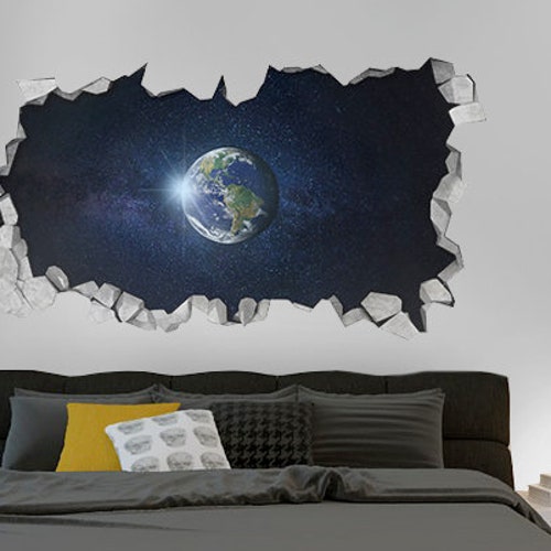 Planet Earth Wall Decal 3D 3d Wallpaper 3d Wall Decals - Etsy