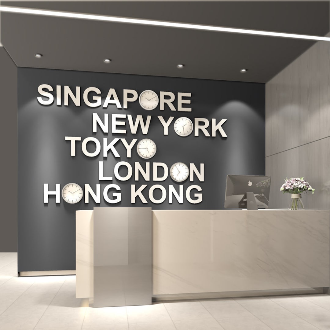 Custom Time Zones , World Clocks Workplace Wall Art , Multiple Time ...