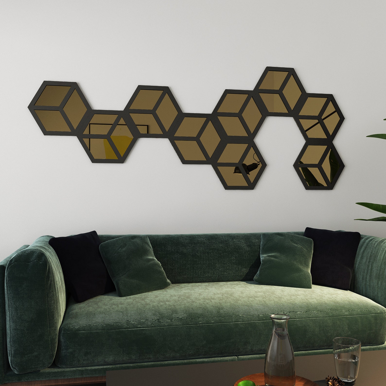Hexagons PVC and Mirror Wall Panels 3D Wall Decor Polygon - Etsy