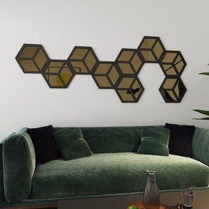 Hexagons PVC and Mirror Wall Panels, 3D Wall Decor, Polygon Wall Art ...