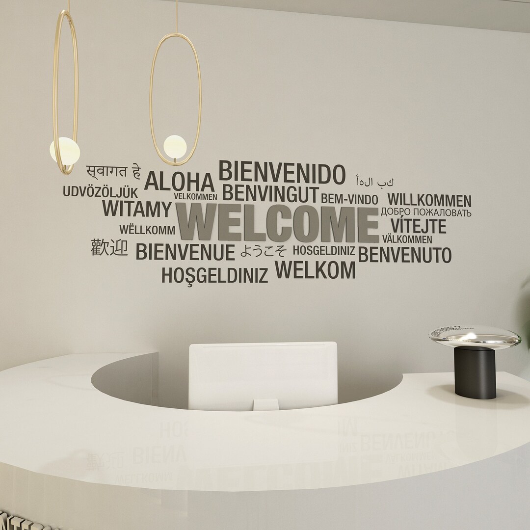 Welcome Sign Multiple Languages Office Decor Lobbies Hotels - Etsy