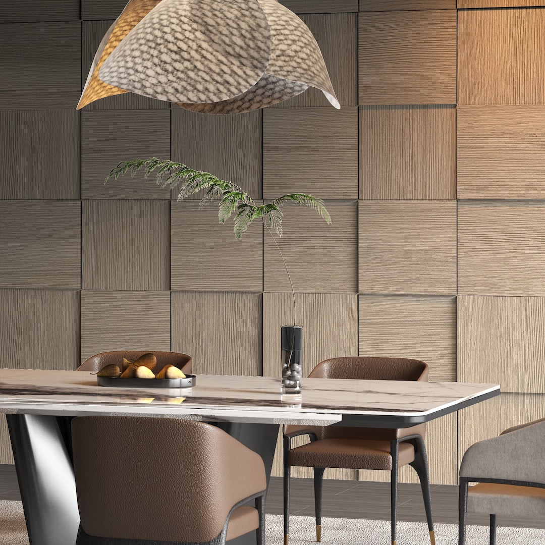 Light Wood Modular Squares, 3D Decorative Wall Panels, Easy ...