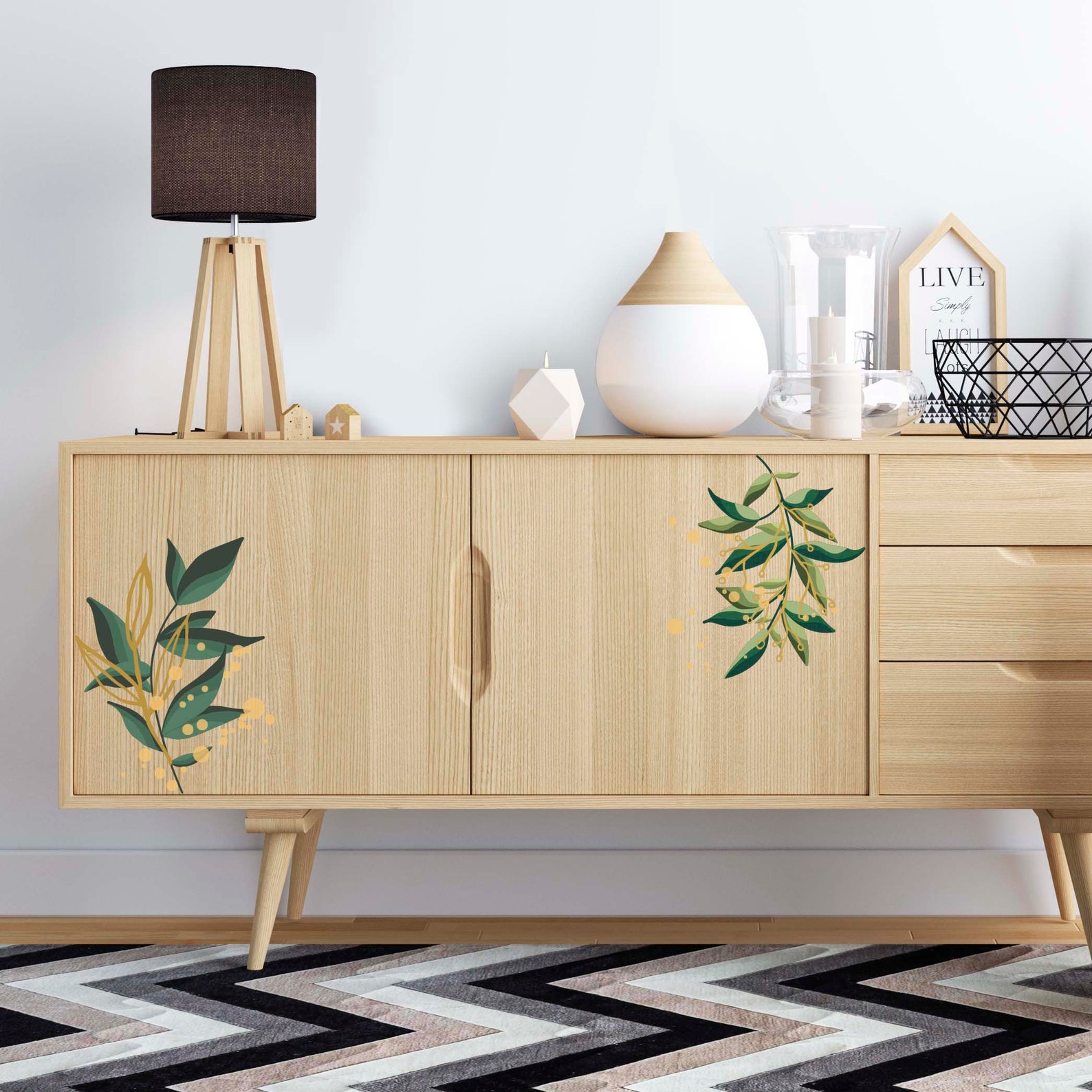 Flowers Furniture Decals Flower Cabinet Adhesive Vinyl to | Etsy