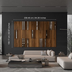 Modular Wall Panels Dark Wood and Silver Mirror, 3D Wall Panels, Modern ...