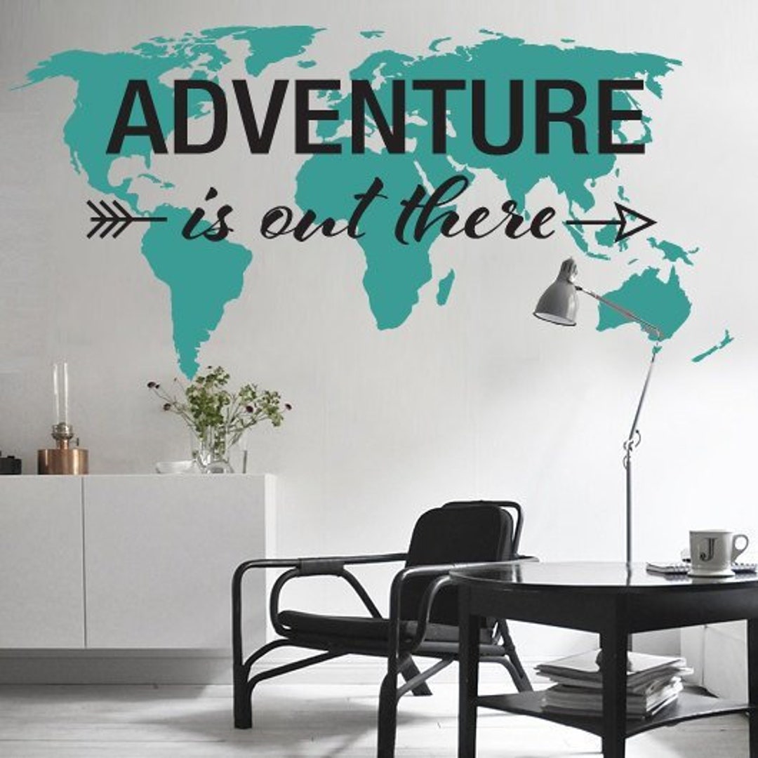 Adventure is Out There World Map Decal Large World Map Vinyl Wall ...