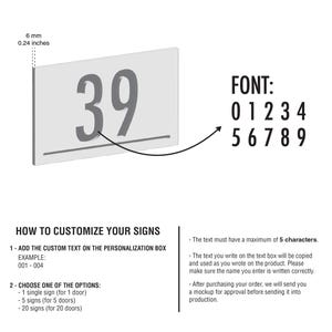 White Number Plaque, Custom Door Sign, Room Number Sign, Condo Unit ...