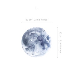 Blue Gray Moon, Full Moon Wall Decal, Children Wall Stickers, Kids Room ...