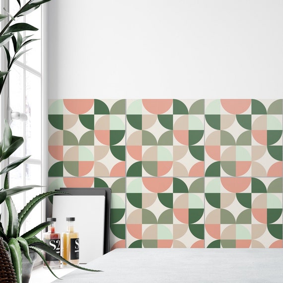 Tile Stickers Circles Mid Century Suitable for Wall and - Etsy