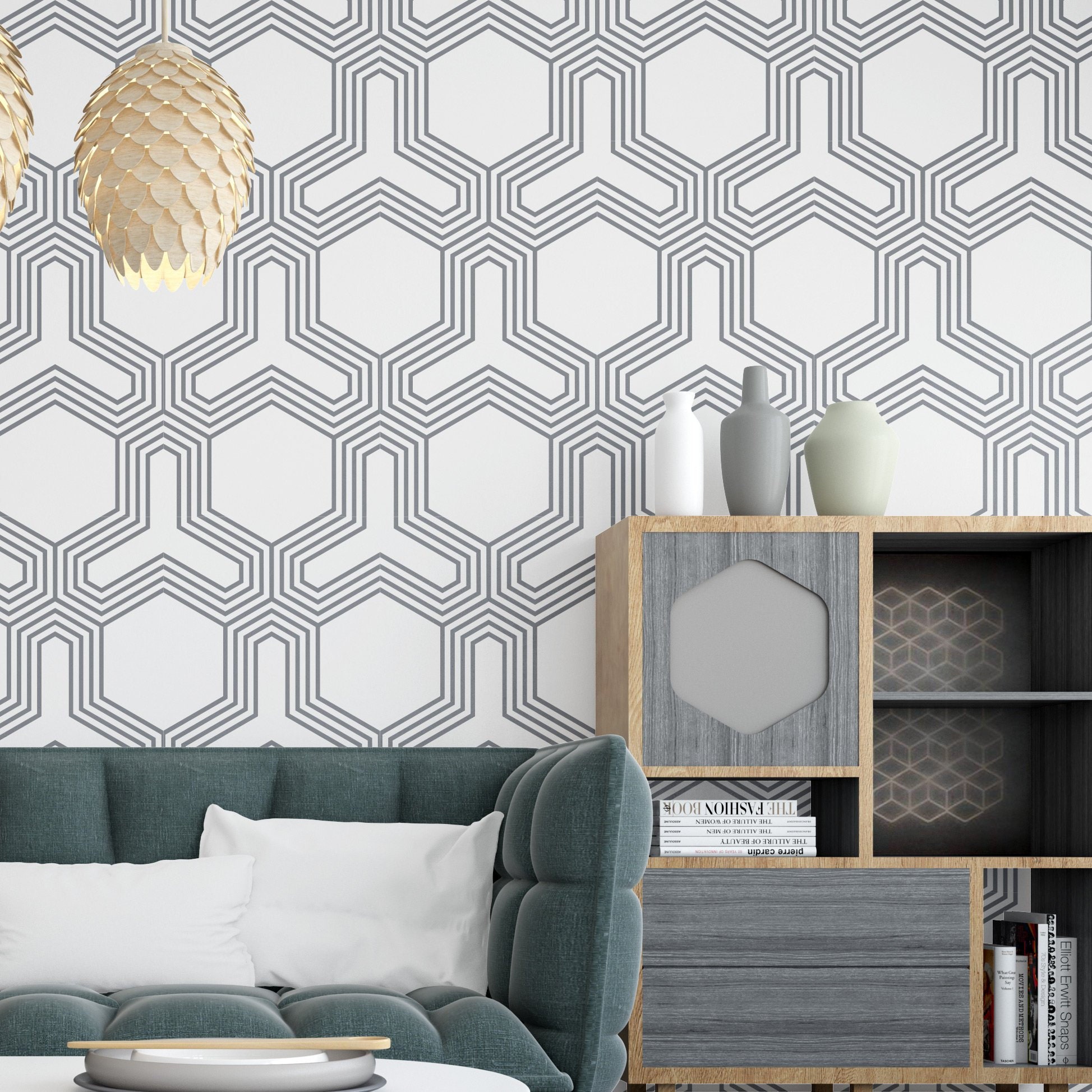 Futuristic Geometric Wallpaper Roll Black and White | Etsy