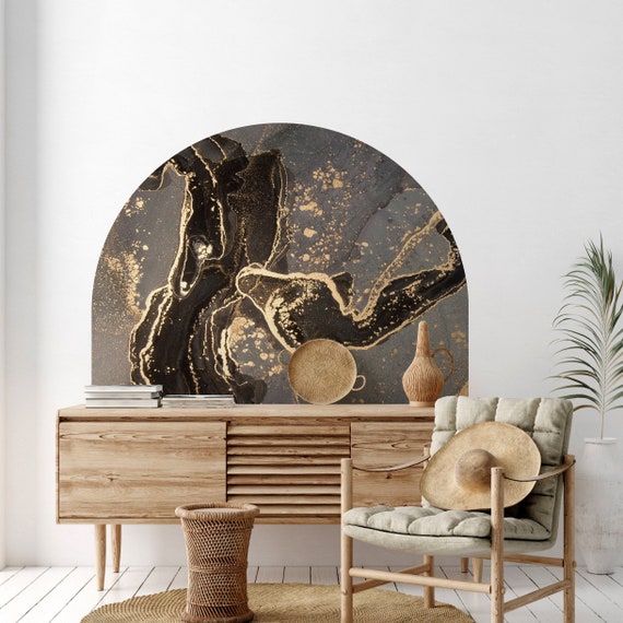 Arch Dark and Gold Abstract Wall Decal Bed Size Arch Sticker - Etsy