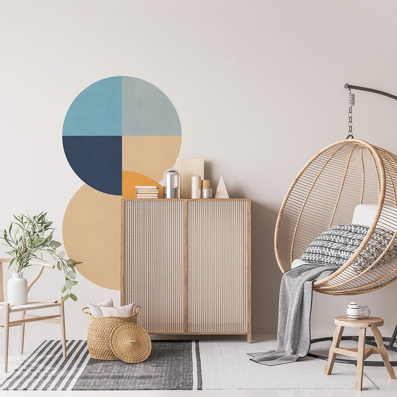 Modern Yellow Wall Art Abstract Wall Decal Headboard Decor - Etsy