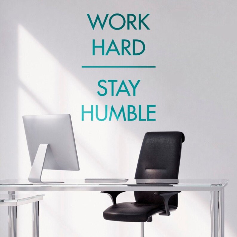 Office Decor - Work Hard Stay Humble - Typography Stickers ...