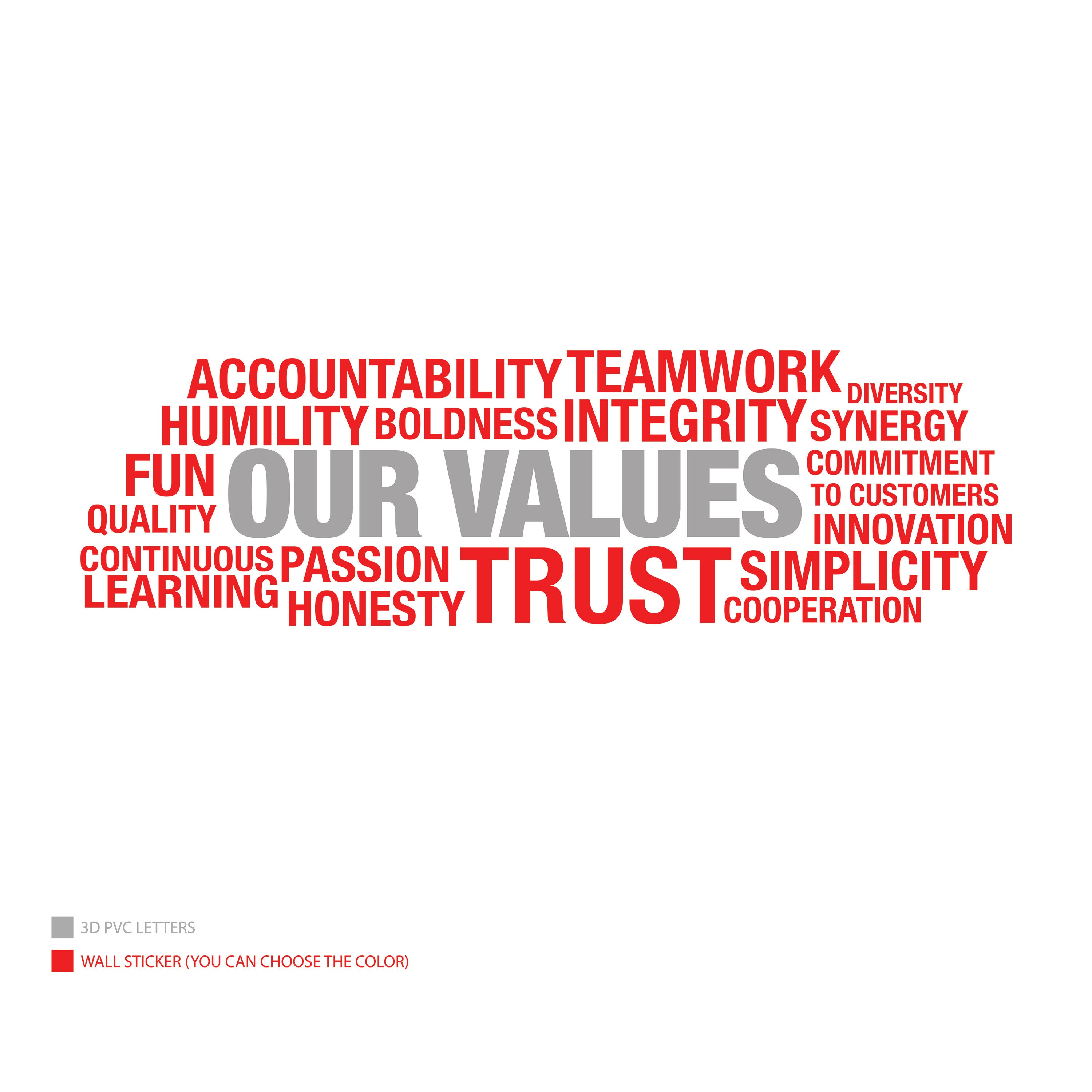 Our Values Core Values Office Motivational Office Wall | Etsy