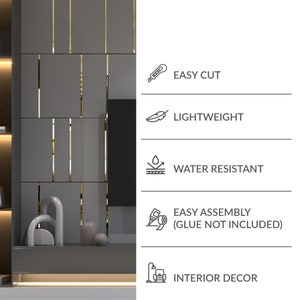 Grey and Gold Mirror Decorative Panels, 3D Wall Panels, 1 or 4 Panels ...