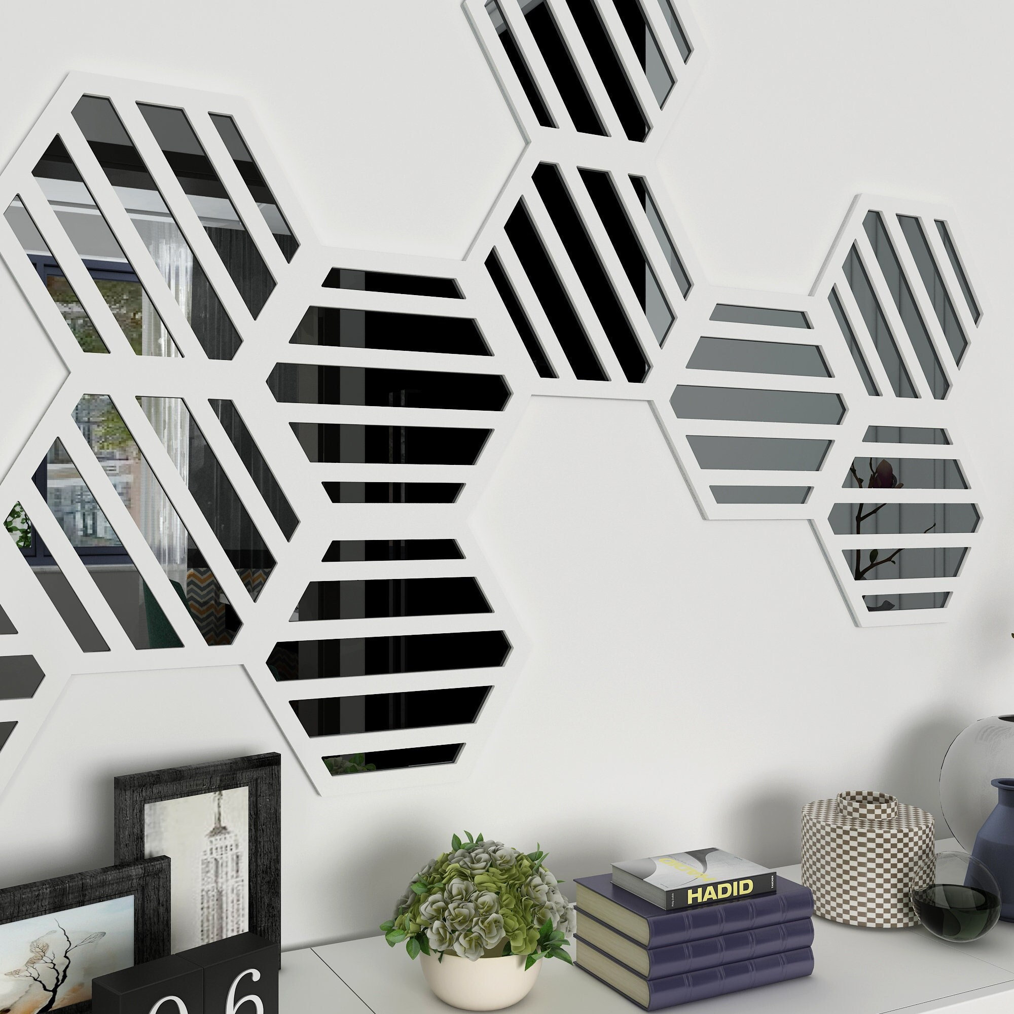 Hexagons PVC and Mirror Wall Panels 3D Wall Decor Decorative - Etsy ...