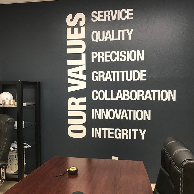 Our Values Office Wall Art Decor 3D PVC Typography - Etsy UK
