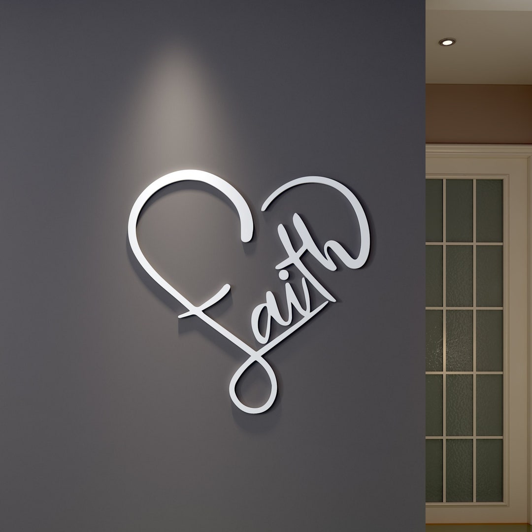 Faith Heart 3D Wall Sign, Religious Jesus Wall Decor, Faith Christian ...