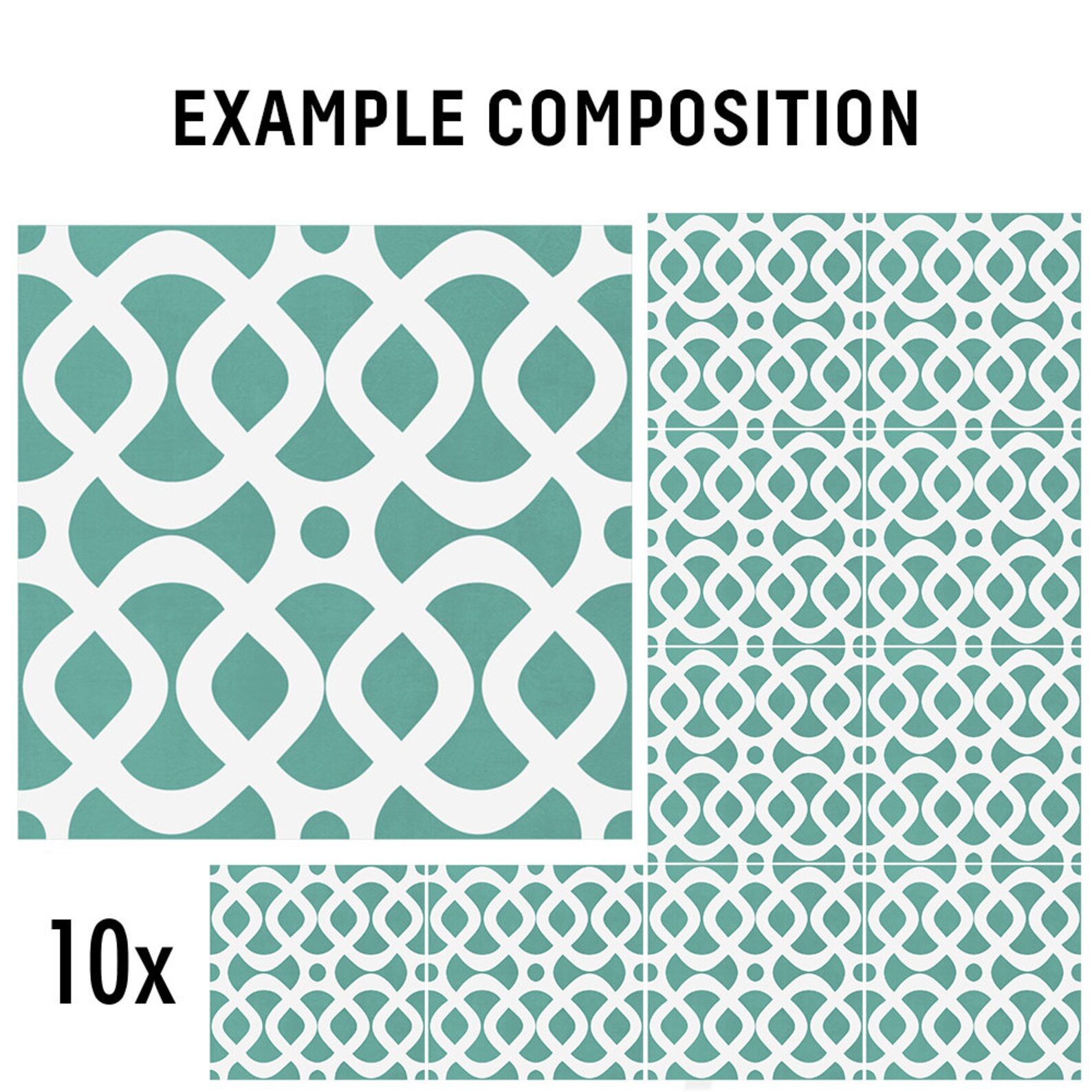Green Sea Tile Stickers, Geometric Tile Decal, Mosaic Wall Decor, Vinyl ...