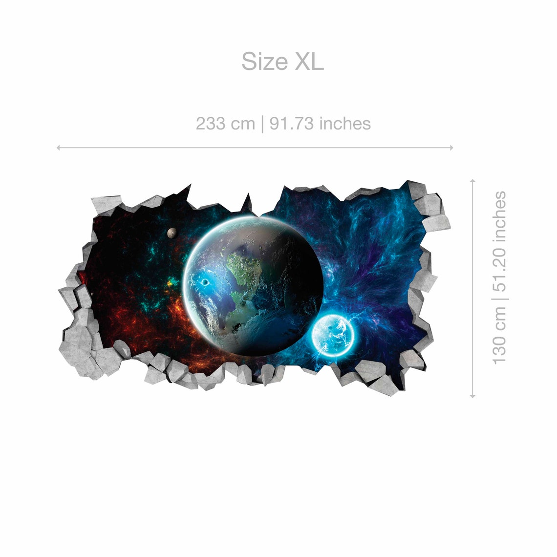 Space Fantasy Broken Wall Decal 3d Wallpaper Wall Decal - Etsy