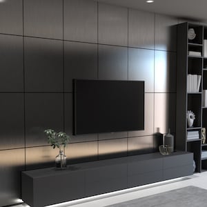 Brushed Silver Finish Decorative Panels, Futuristic Wall Decor, Accent ...