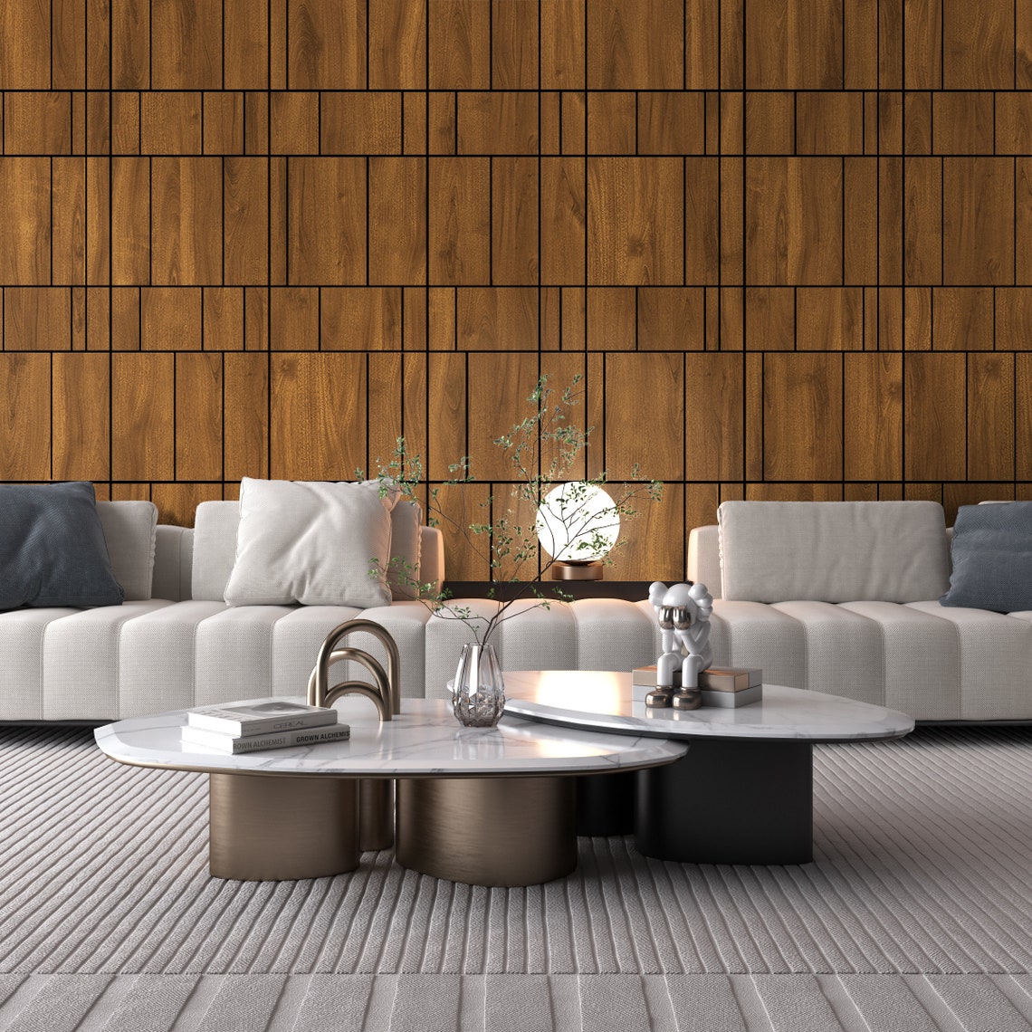 Dark Wood Decorative Panels, Modular 3D Wall Panels, Living Room ...