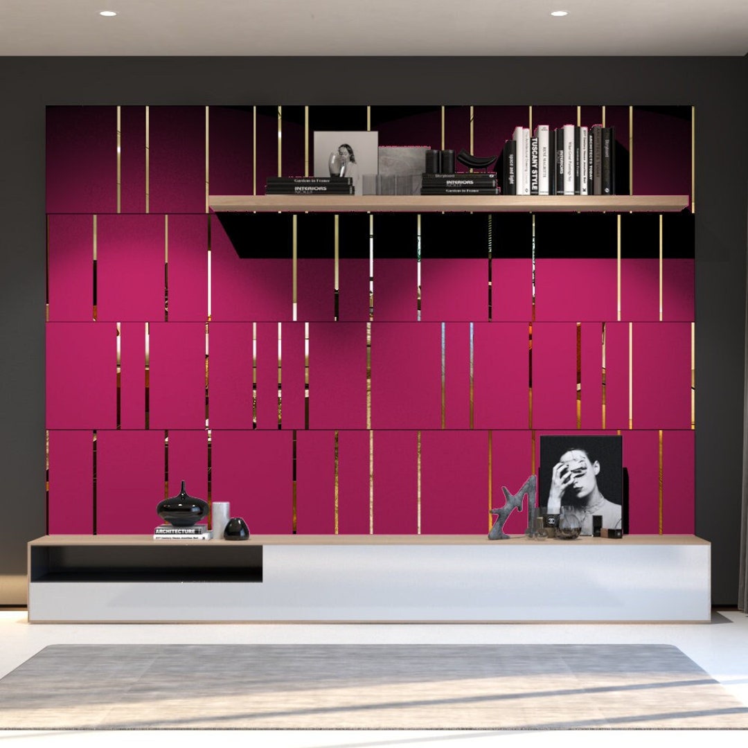 Pink and Mirror Decorative Panels, 3D Wall Panels, Pack of 1 or 4 ...