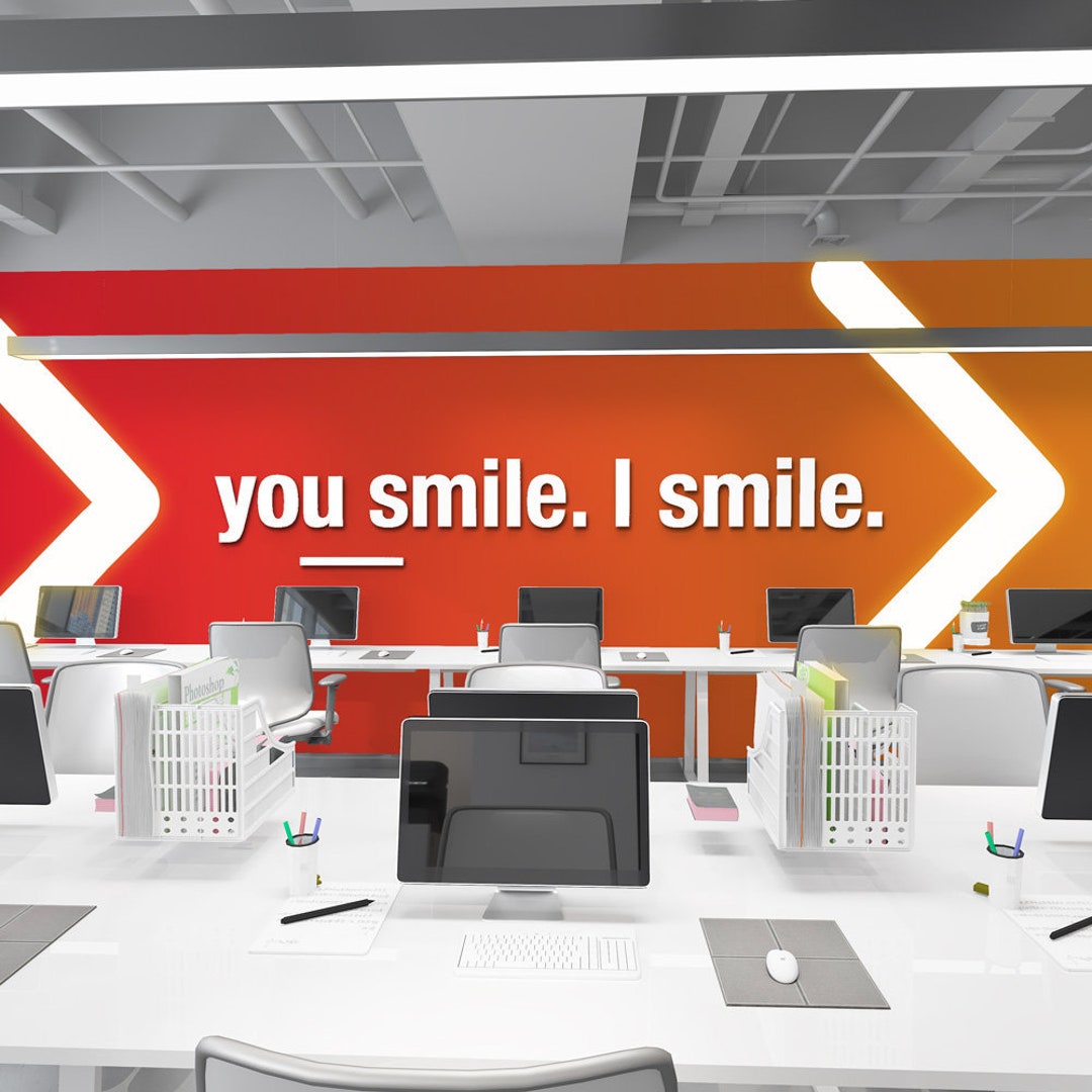 You Smile I Smile, Office, 3D, Typography, Wall, Art, Decor, PVC ...