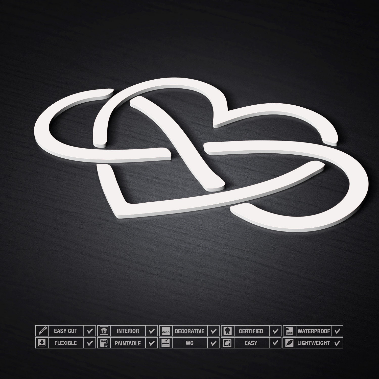 Infinity Heart Wall Art Infinite Love Charm Decor Polyamory | Etsy