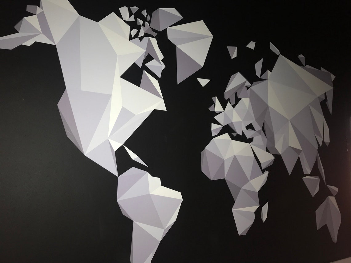 Origami World Map Sticker Origami Decals Origami Stickers - Etsy