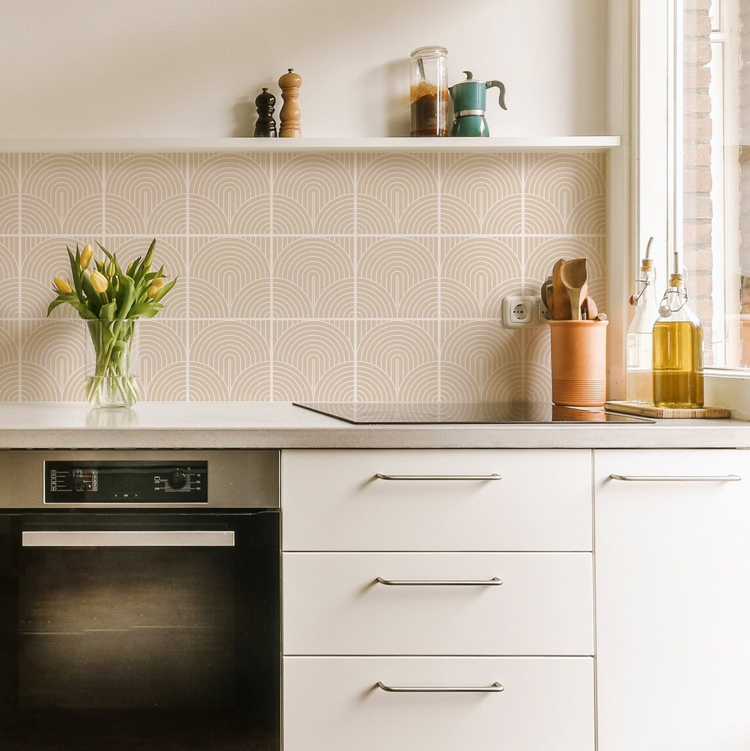 Beige Zen Garden Tile Decals, Boho Raibow Tile Stickers, Peel & Stick ...