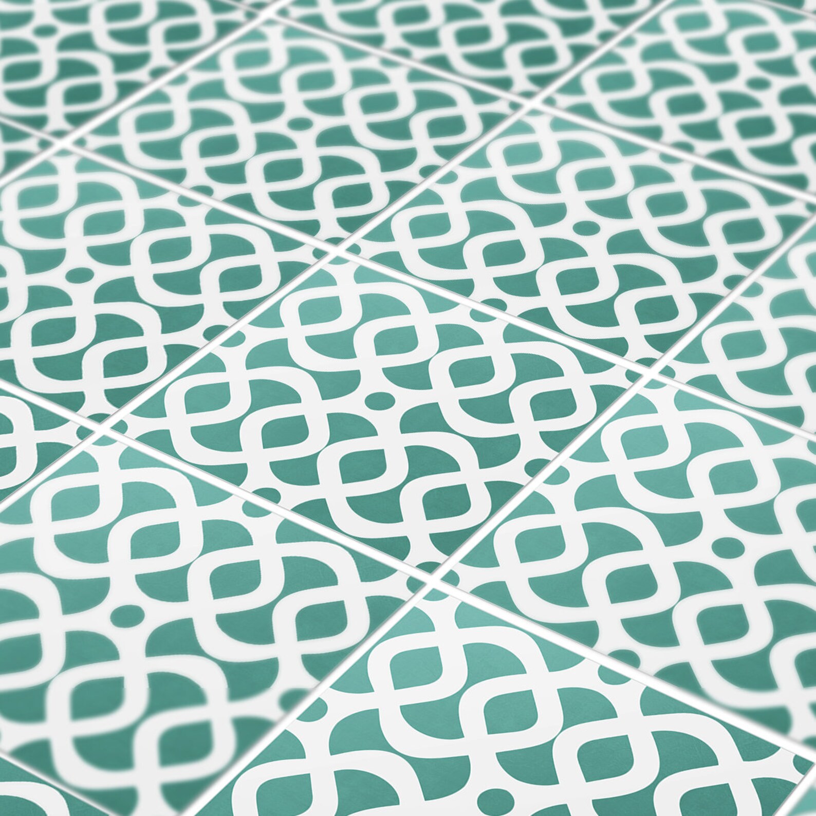 Green Sea Tile Stickers, Geometric Tile Decal, Mosaic Wall Decor, Vinyl ...