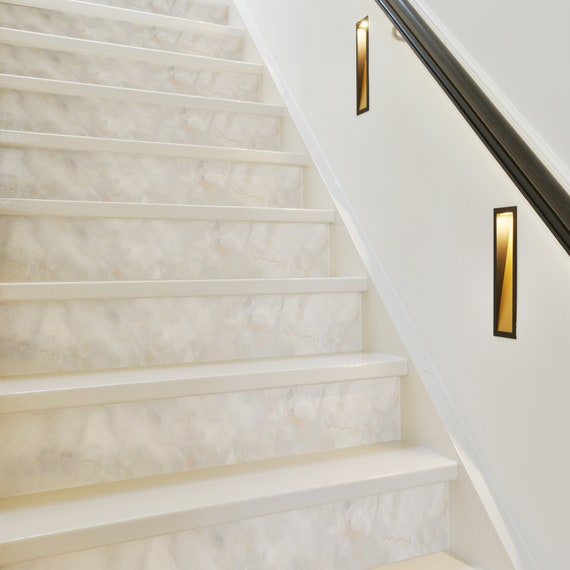 White Marble Stair Riser Stickers Escalier Vinyl Strips - Etsy