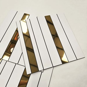 White and Gold Mirror Decorative Panels, 3D Wall Panels, Easy ...
