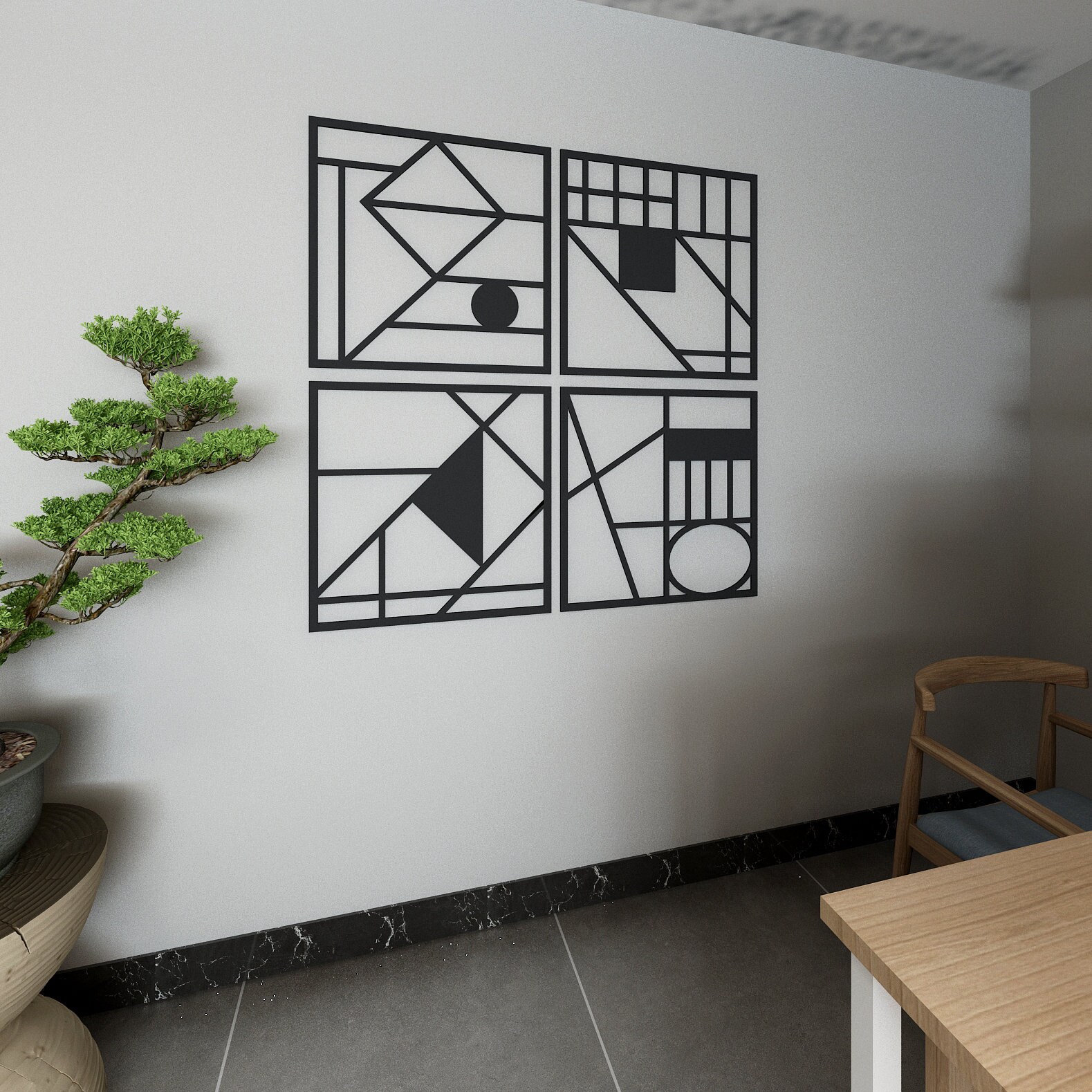 3D Geometric Wall Panels, Set of 4, 3D Wall Decor, Wall Hanging, SKU ...