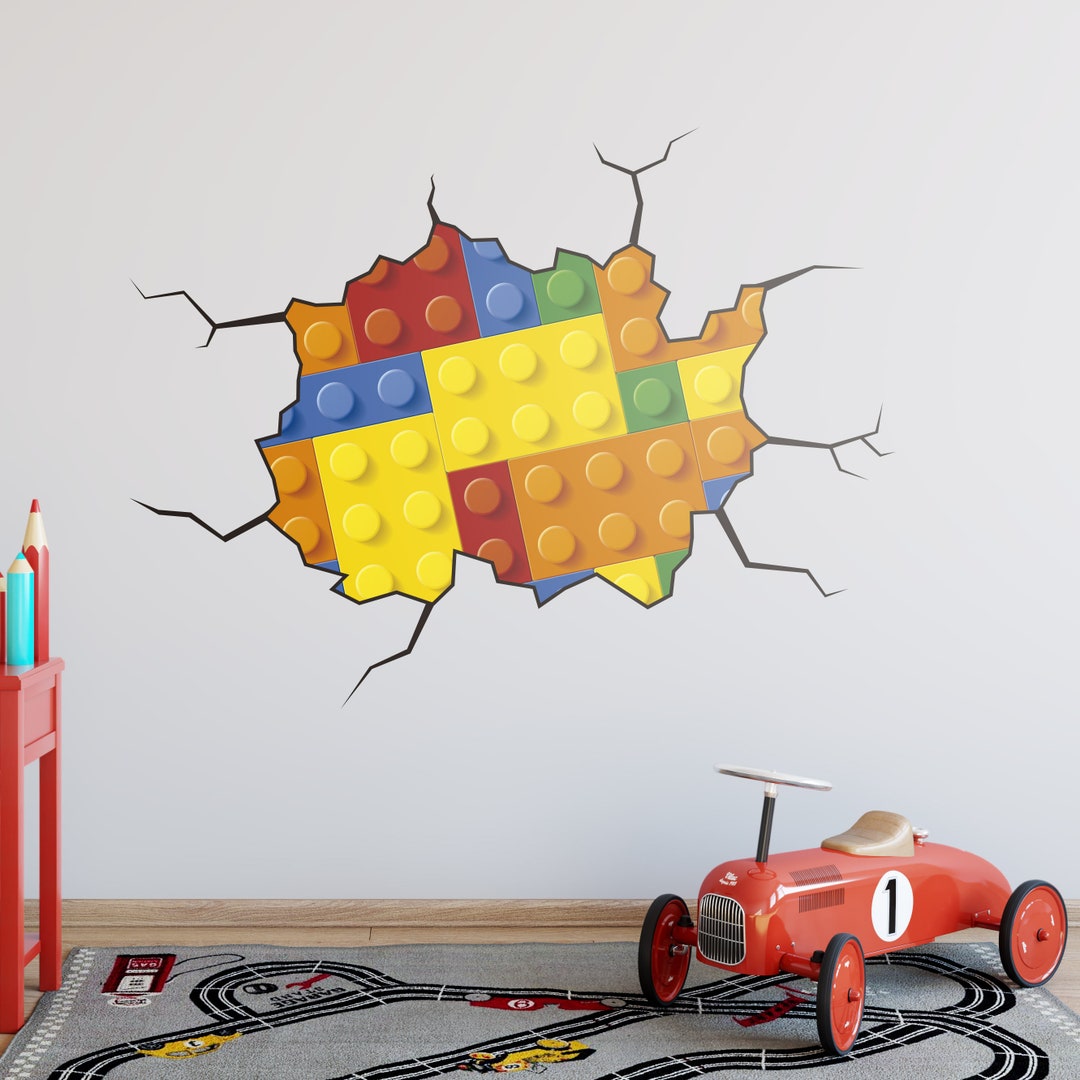 Building Blocks - Bricks on Wall - Cracked Wall Sticker - Bricks Wall ...
