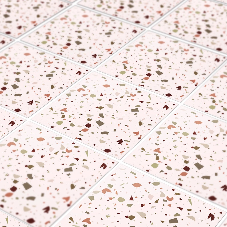 Red White Terrazzo Tile Stickers Peel & Stick Tiles for - Etsy