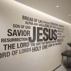 Jesus Wordcloud, Religious Wall Sign, Christian Wall Words, Church ...