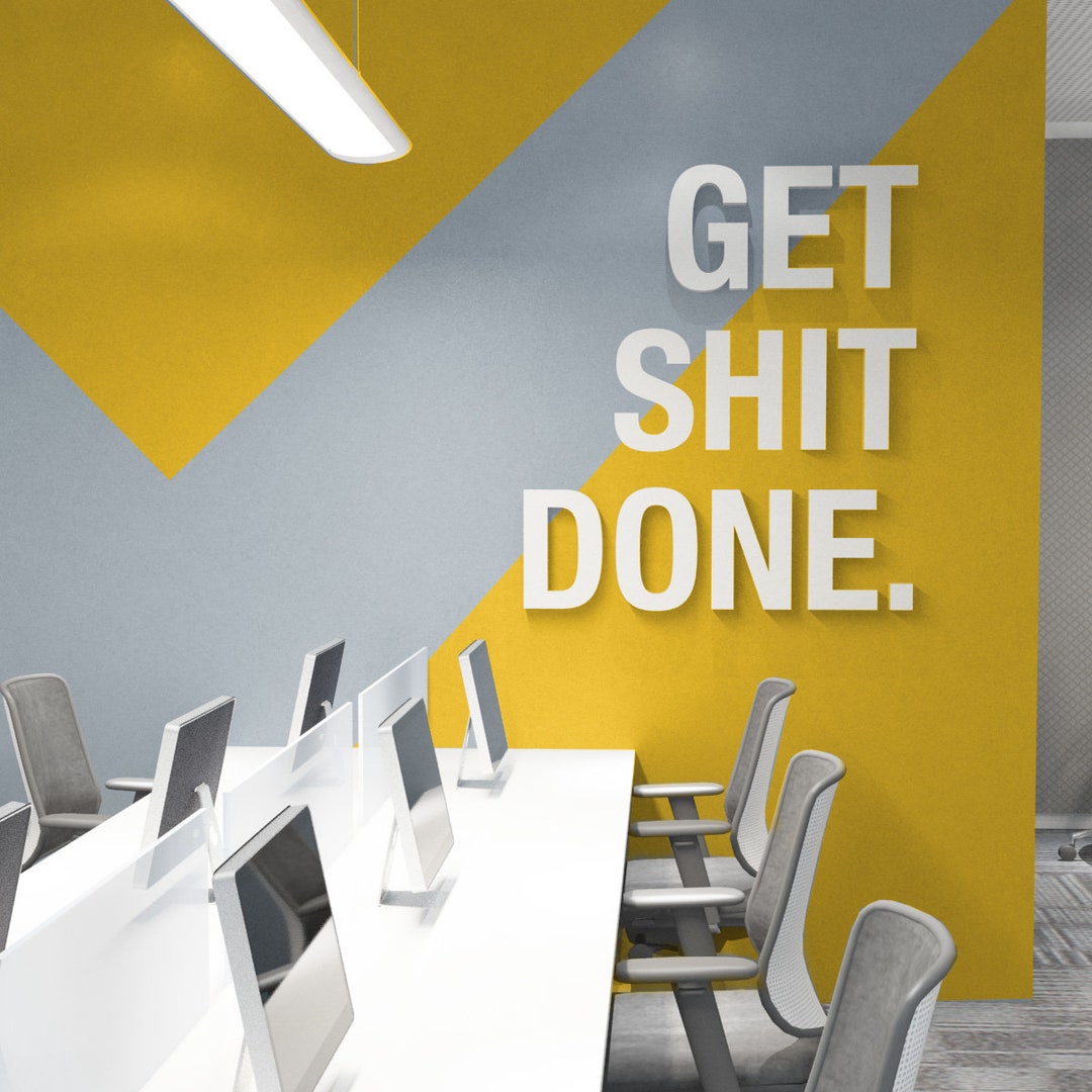 Get Shit Done, Motivation Wall Art, Inspirational Affirmation Work ...