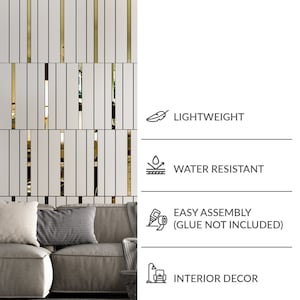 White and Gold Square Panels, 3D Wall Panels, Luxurious Wall Covering ...