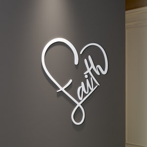 Faith Heart 3D Wall Sign, Religious Jesus Wall Decor, Faith Christian ...