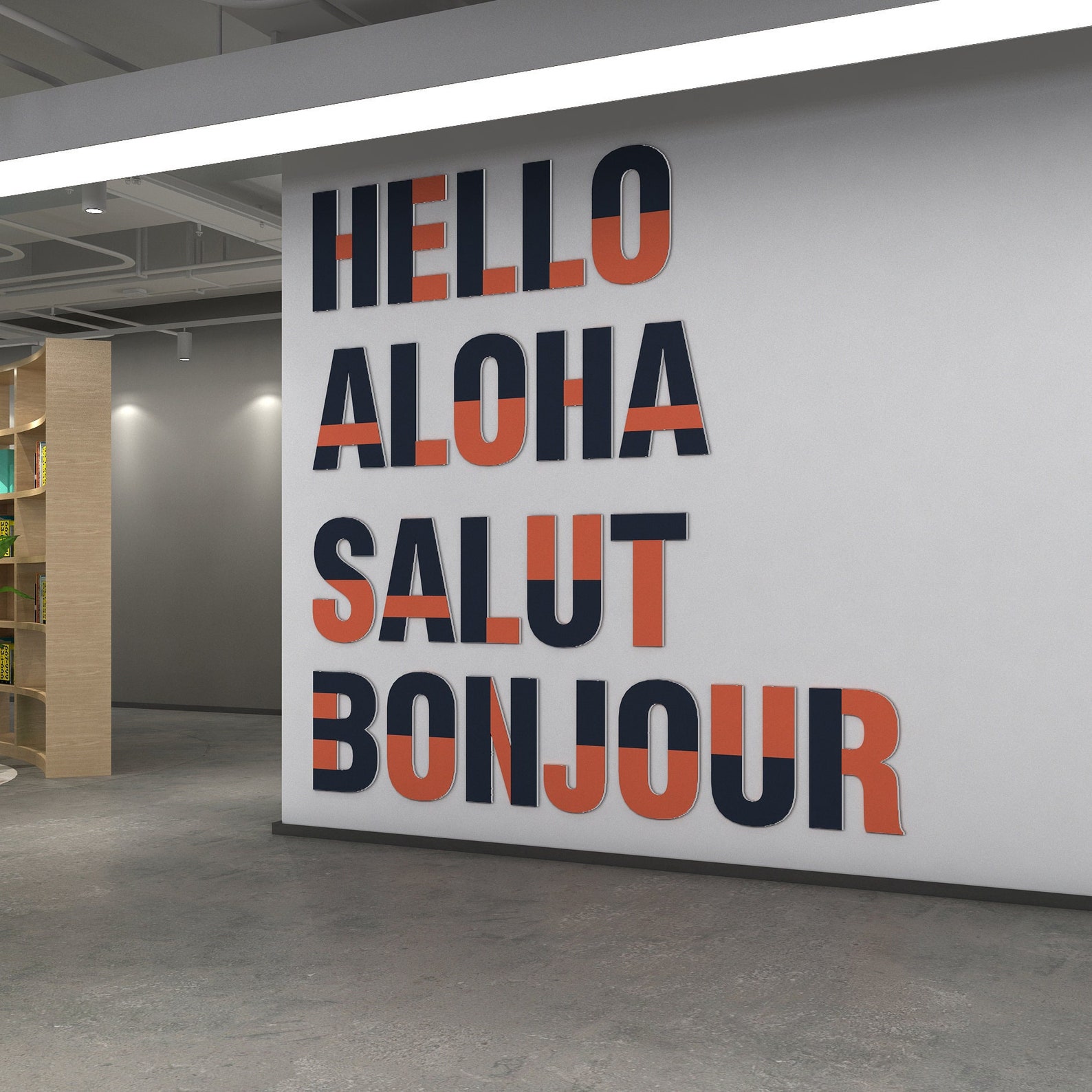 Hello, Aloha, Salut, Bonjour, Office Wall Art Decor, Large Office Lobby ...
