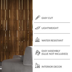 Dark Wood and Gold Mirror Decorative Panels, 3D Wall Panels, 1 or 4 ...