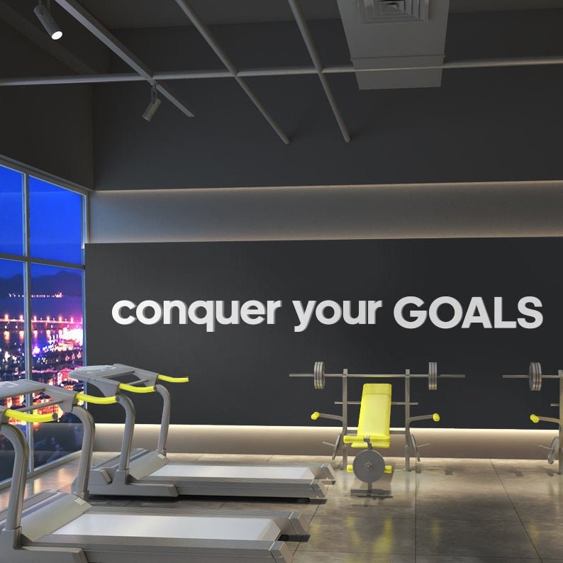 Fitness Motivation Decoration Quote - Conquer Your Goals - 3D ...
