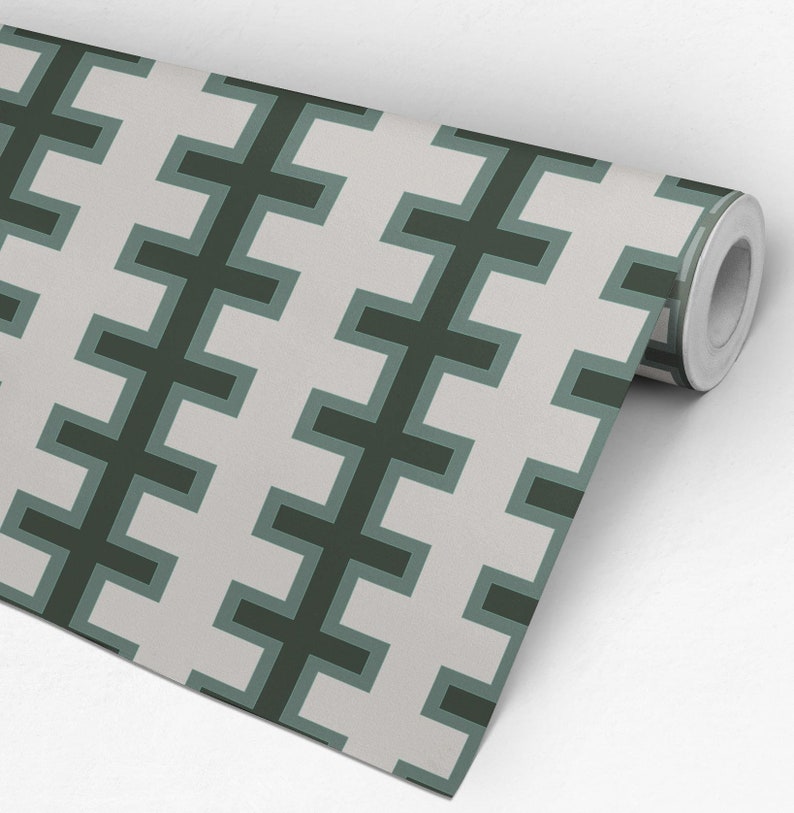 Mid Century Modern Mdm Wallpaper Green Olive Color Behang | Etsy