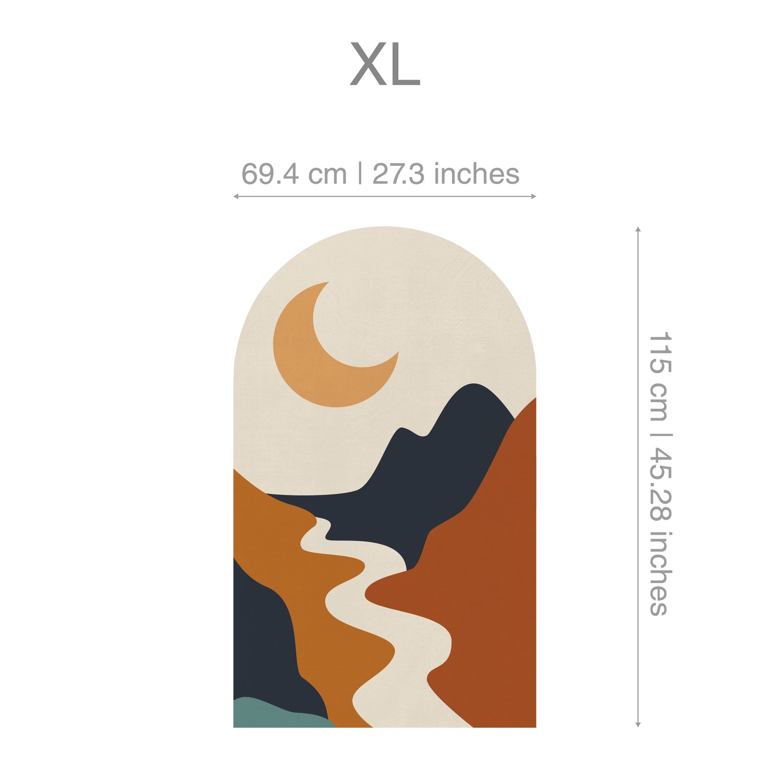 Blue & Orange Mountains, Boho Arches Wall Decal, Abstract Mountain ...