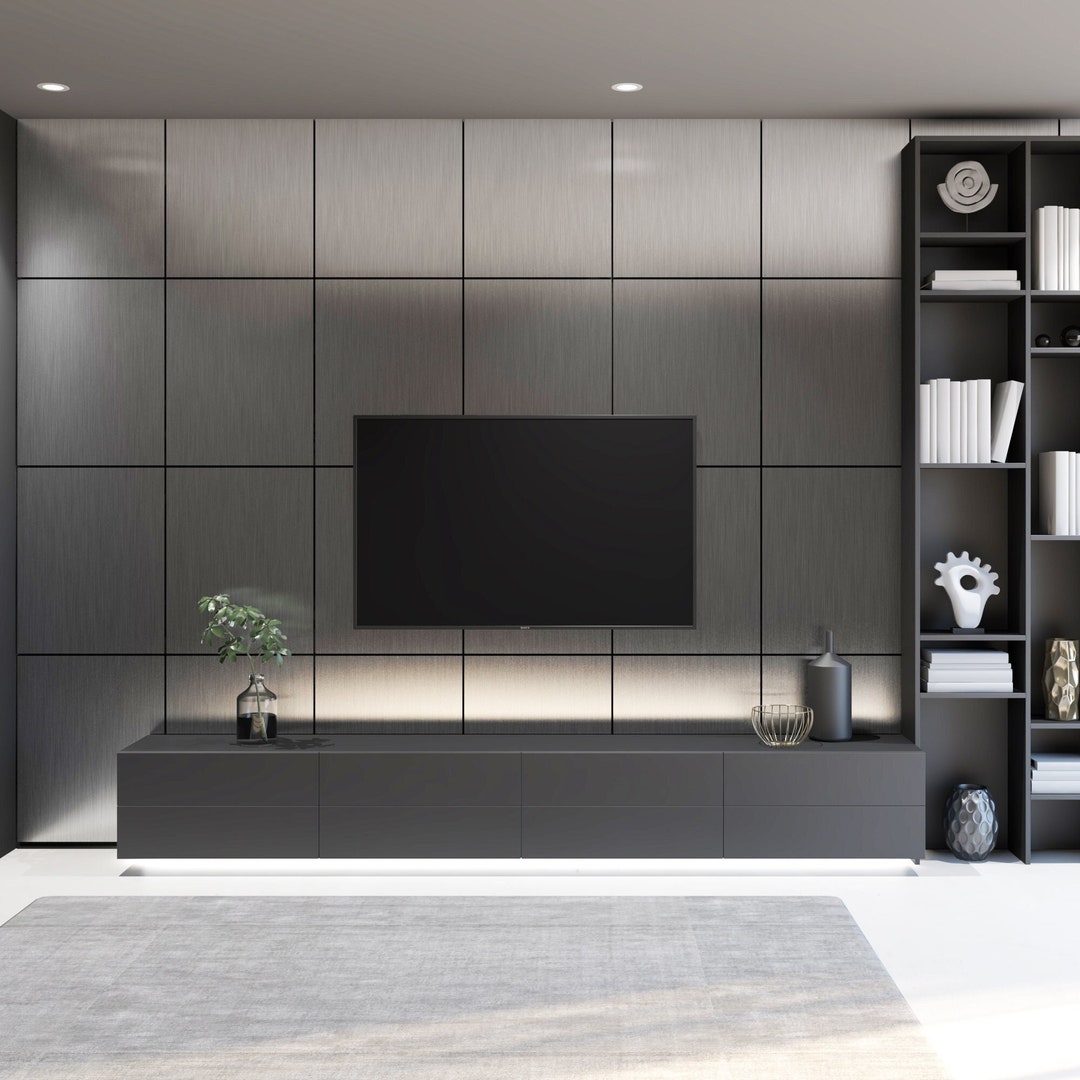 Brushed Silver Finish Decorative Panels, Futuristic Wall Decor, Accent ...