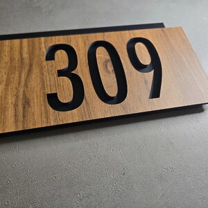 Interior Modern Dark Wood Door Number Plaque, Custom Door Sign, Room ...