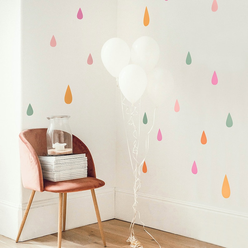 Color Drops, Color Rain, Nursery Raindrops Wall Decals, Kids Bedroom ...