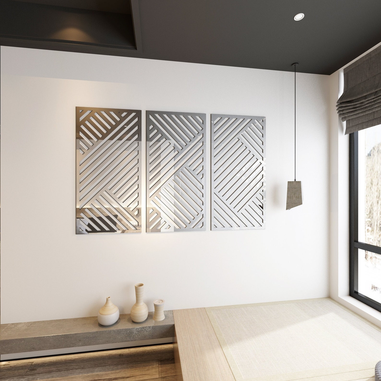 Large Wall Panels Mirror Panels Geometric Wall Art Modern - Etsy