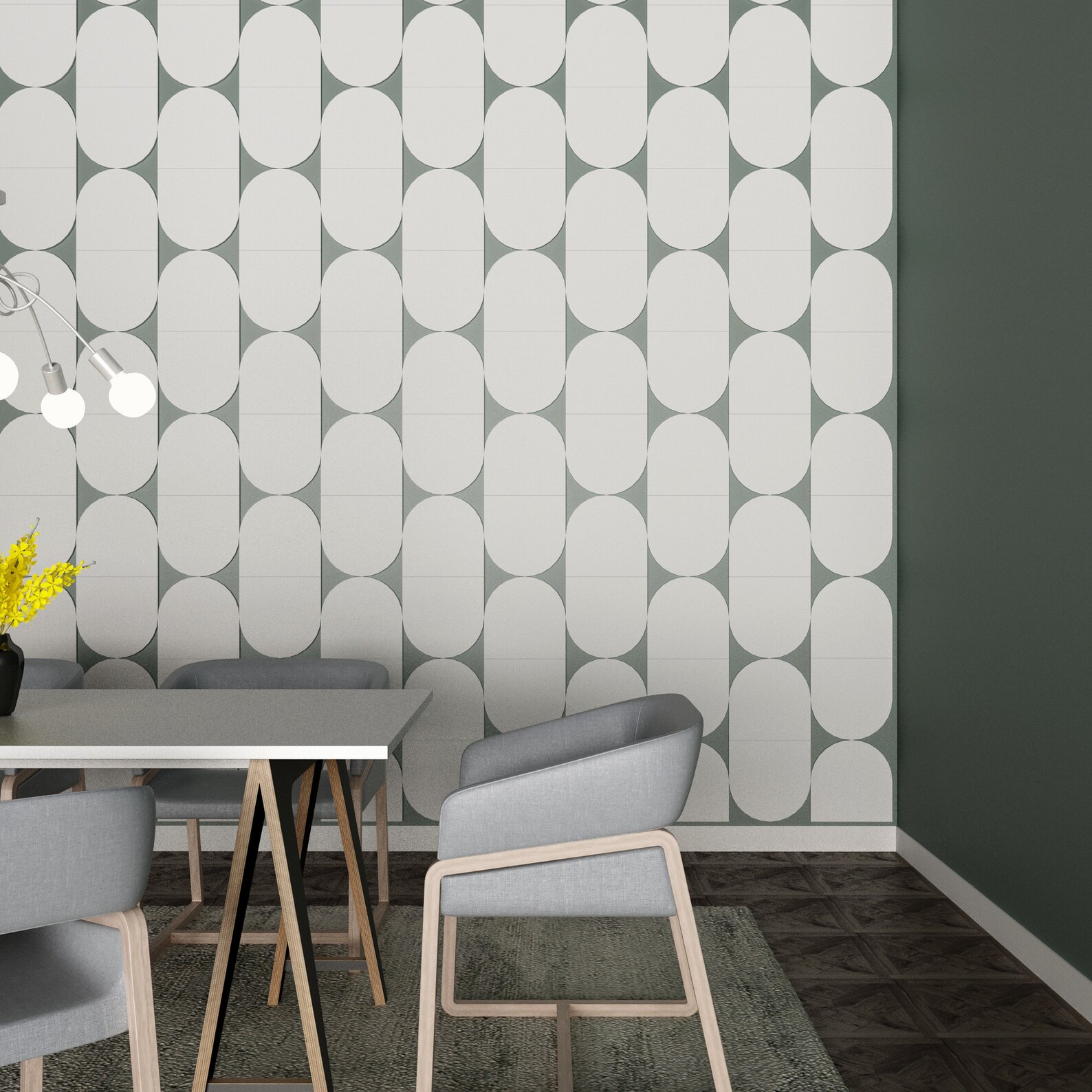 3D Half Circles Wall Panels, Wall Paneling Mid Century, Paintable Wall ...